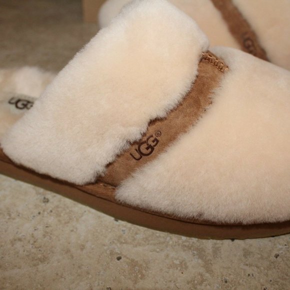 UGG | Shoes | Ugg Shearling Slide Slipper Sandals Natural Brown | Poshmark
